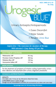 Urology - Urogesic Blue - urinary antiseptic / antispasmodic - EDW Pharma